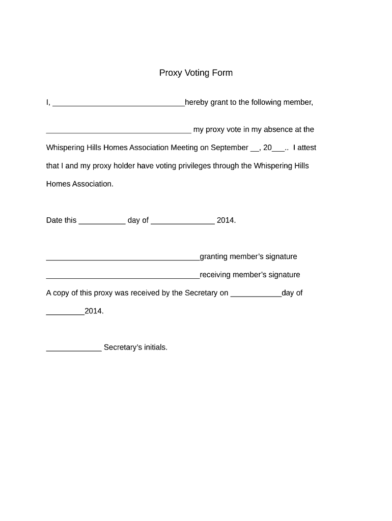 Fillable Online Proxy Voting Form - eneighborscom Fax Email Print ...