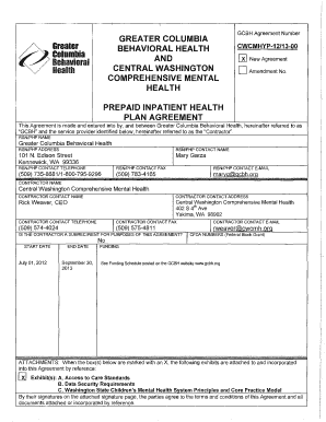 Fillable Online GCBH Agreement Number GREATER COLUMBIA Greater ...