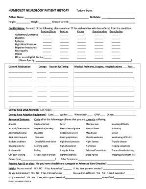 Fillable Online To download Patient History form - Humboldt ...