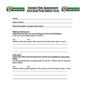 Fillable Online faw org Sample Risk Assessment Goal Post Safety Form ...