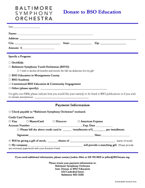 Fillable Online bsomusic Donate to BSO Education Fax Email Print ...