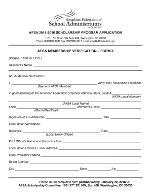 Fillable Online afsaadmin AFSA MEMBERSHIP VERIFICATION FORM 5 Fax Email ...