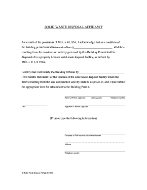 Fillable Online Solid Waste Disposal Affidavit 8802doc Fax Email Print ...