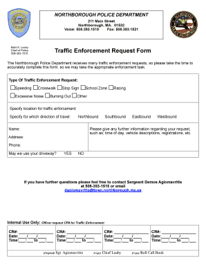 Fillable Online Traffic Enforcement Request Form - townnorthboroughmaus ...