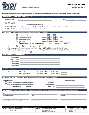 Fillable Online PLGIT Order Form Checks-Envelopes 201510 Fax Email ...