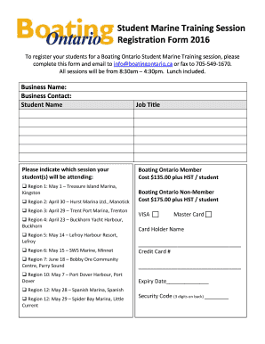 Fillable Online boatingontario Registration Form - Boating Ontario Fax ...