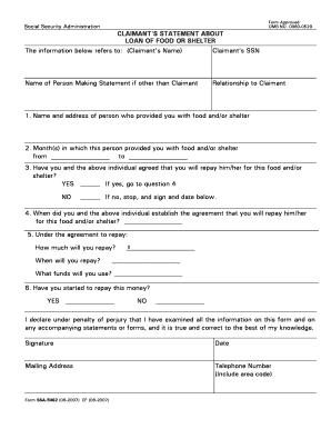 Fillable Online s044a90 ssa CLAIMANT'S STATEMENT ABOUT - s044a90 ssa ...