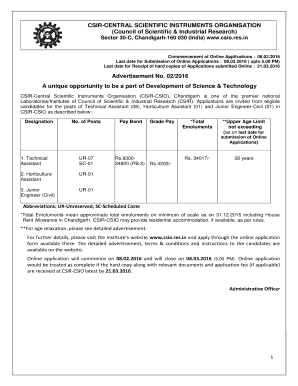 Fillable Online CSIR-CENTRAL SCIENTIFIC INSTRUMENTS Fax Email Print ...