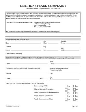 Fillable Online Adoption- Form DS-DE 34 Elections Fraud Complaint 1 ...