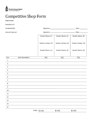 Fillable Online Competitive Shop Form Fax Email Print - pdfFiller