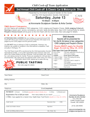 Fillable Online Chili Cook-off Team Application - Annmarie Garden Fax ...