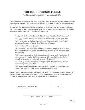 Fillable Online THE CODE OF HONOR PLEDGE Fax Email Print - pdfFiller