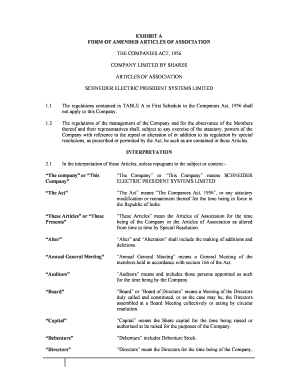 Fillable Online EXHIBIT A FORM OF AMENDED ARTICLES OF ASSOCIATION Fax ...