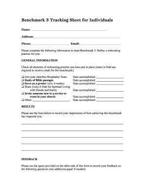 Fillable Online av unityonline REVISED Benchmark 3 Tracking Sheet ...