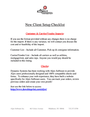 Fillable Online New Client Setup Checklist.docx Fax Email Print - pdfFiller