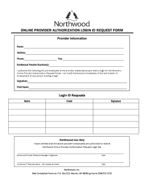 Fillable Online ONLINE PROVIDER AUTHORIZATION LOGIN ID REQUEST FORM Fax ...