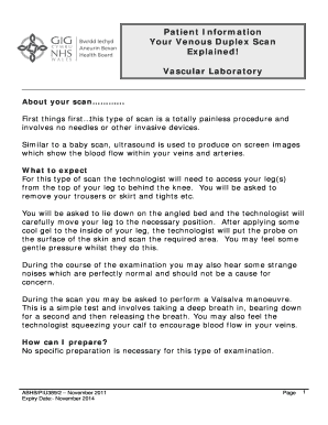 Fillable Online Patient Information Your Venous Duplex Scan Explained ...