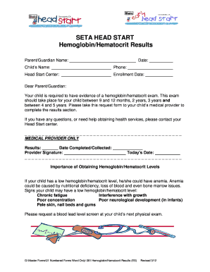 Fillable Online SETA HEAD START Fax Email Print - pdfFiller