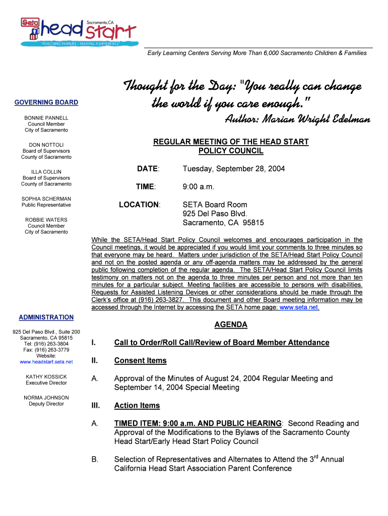 Fillable Online seta Thought for the Day You really can change GOVERNING BOARD - seta Fax Email ...