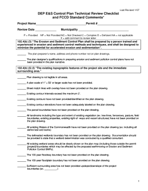 Fillable Online Last Revised 107 DEP EampS Control Plan Technical ...
