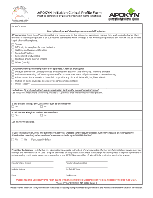Fillable Online APOKYN Initiation Clinical Profile Form Fax Email Print ...