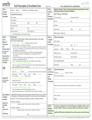 Fillable Online DoD Prescription amp Enrollment Form PLEASE PRINT STEP ...