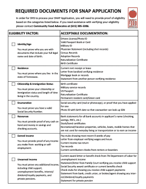 Fillable Online REQUIRED DOCUMENTS FOR SNAP APPLICATION Fax Email Print ...
