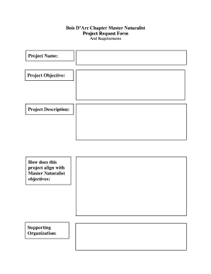 Fillable Online Bois DArc Chapter Master Naturalist Project Request ...