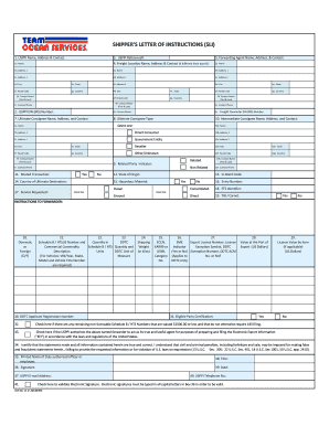 Fillable Online Shippers Letter Of Instructions - Team Worldwide Fax ...