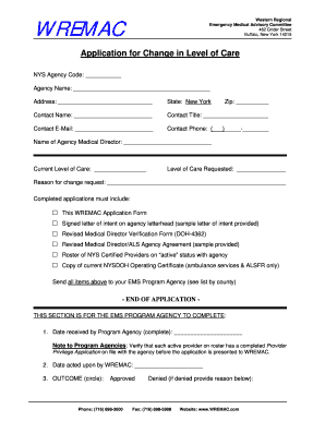 Fillable Online Level of Care Change Application Page Fax Email Print ...