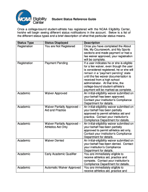Fillable Online Student Status Reference Guide Status Type Status Fax ...