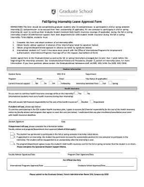 Fillable Online gradschool wsu FallSpring Internship Leave Approval ...