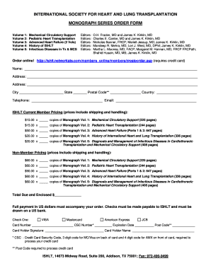 Fillable Online ishlt MONOGRAPH SERIES ORDER FORM Fax Email Print ...