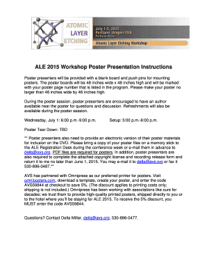 Fillable Online www2 avs ALE Poster Presenter Instructions Fax Email ...