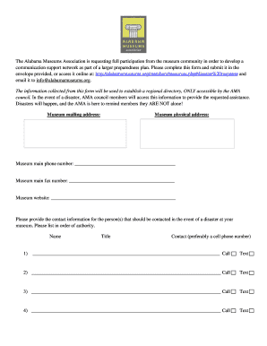 Fillable Online alabamamuseums The information collected from this form ...