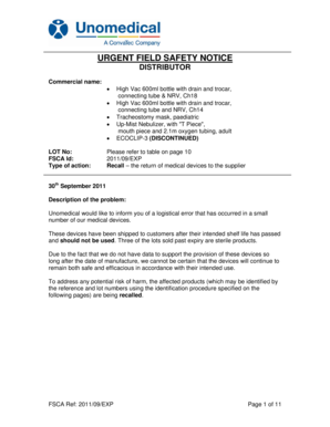 Fillable Online URGENT FIELD SAFETY NOTICE DISTRIBUTOR Fax Email Print ...