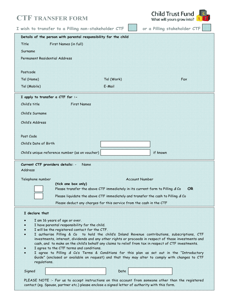 Fillable Online CTF TRANSFER FORM - bpillingcoukb Fax Email Print ...