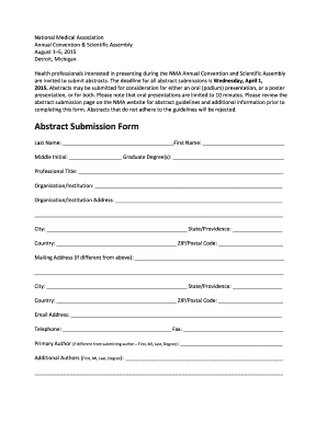 Fillable Online nmanet 2015 Abstract Submission Form - National Medical ...