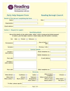 Fillable Online reading gov Reading Early Help Referral Form - reading ...