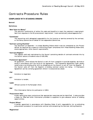 Fillable Online reading gov Contracts Procedure Rules - Reading Fax ...