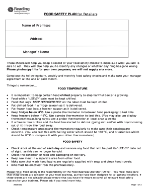 Fillable Online FOOD SAFETY PLAN for Retailers Fax Email Print - pdfFiller