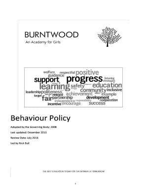 Fillable Online Behaviour Policy Behaviour Policy Fax Email Print ...