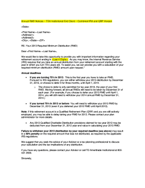 Fillable Online Annual RMD Notices TDA Retail turning 70 Fax Email ...