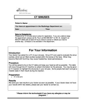 Fillable Online CT SINUSES Fax Email Print - pdfFiller