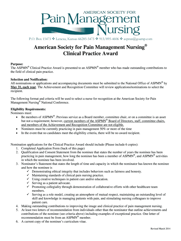Fillable Online aspmn American Society for Pain Management Nursing ...