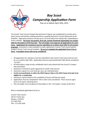 Fillable Online lincolntrailscouncil Lincoln Trails Council Boy Scouts ...