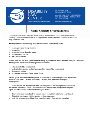Fillable Online An overpayment occurs when the Social Security ...