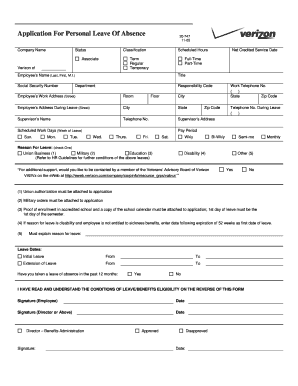 Fillable Online Application For Personal Leave Of Absence Fax Email ...