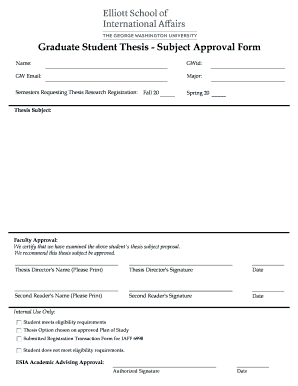 Fillable Online Graduate Student Thesis - Subject Approval Form Fax Email Print - pdfFiller