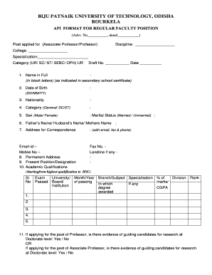 Fillable Online BPUT Application API Fax Email Print - pdfFiller